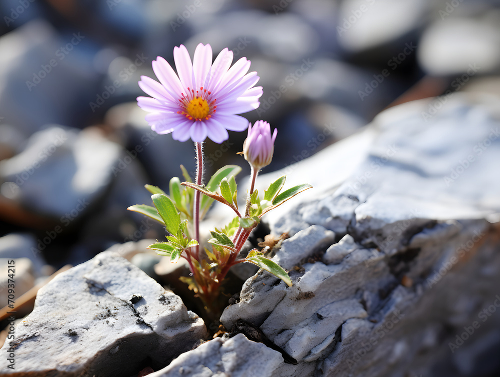 Against all odds, a resilient purple flower blooms through the rough ...