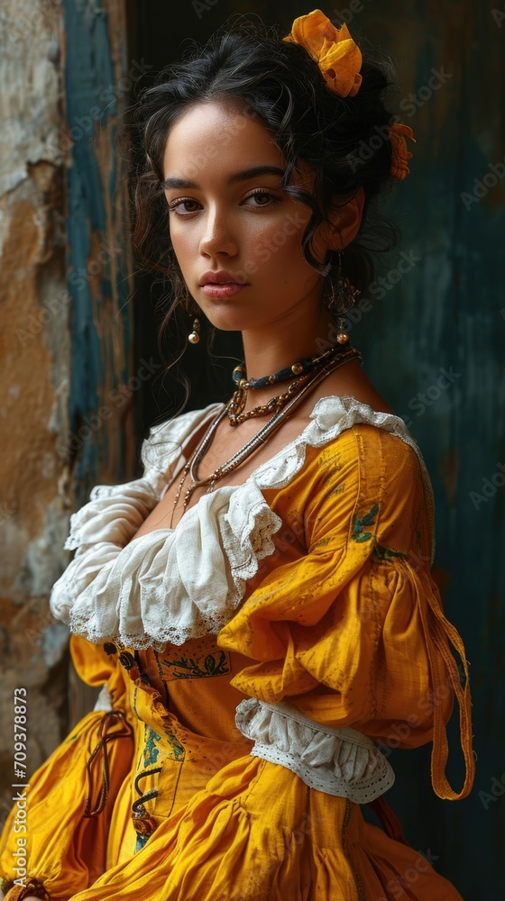 Captivating elegance: a latina woman adorned in authentic mid-century ...