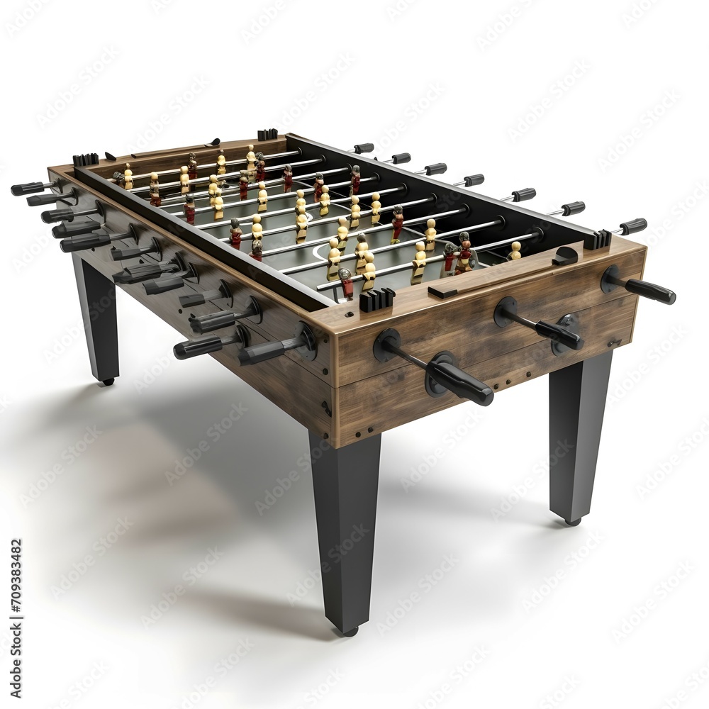Foosball table,side view,white background,high detail, 8k,--ar 3 4 ...