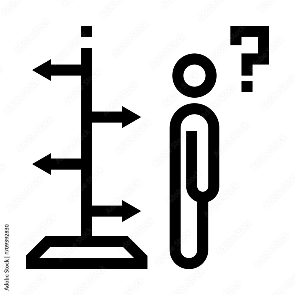 Icono de persona perdida. Desorientación personal, dilema, confundido ...