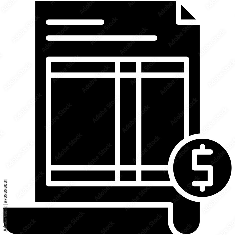 Invoice Icon. Bill Tax Payrol Receipt Pictogram Graphic Illustration ...