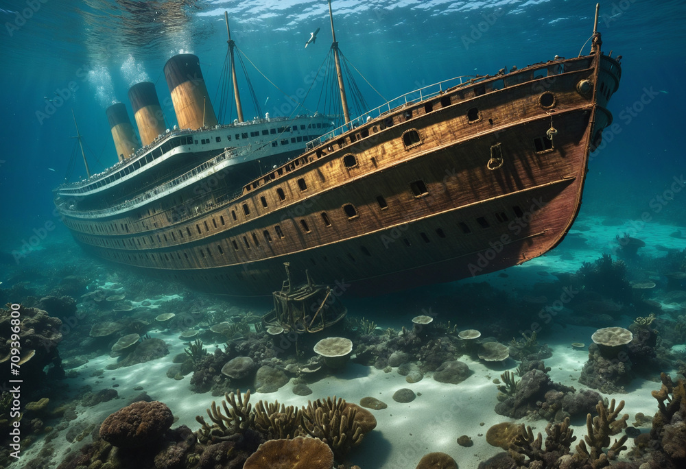 Ocean floor reveals the Titanic shipwreck, captured in its present ...