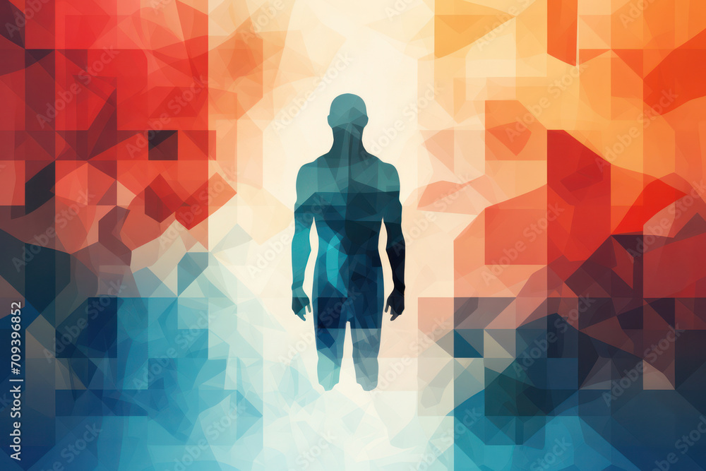Human Health in Motion: Silhouette of a Fit Male Athlete in Blue ...