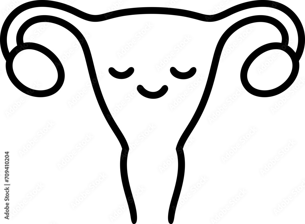 Cartoon uterus with cute smiling face. Hand drawn doodle style drawing ...