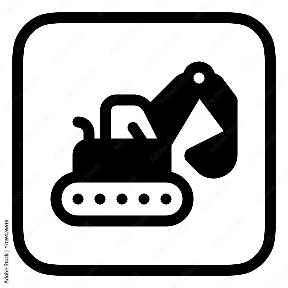 Editable excavator, tractor, machine, digger, loader vector icon ...