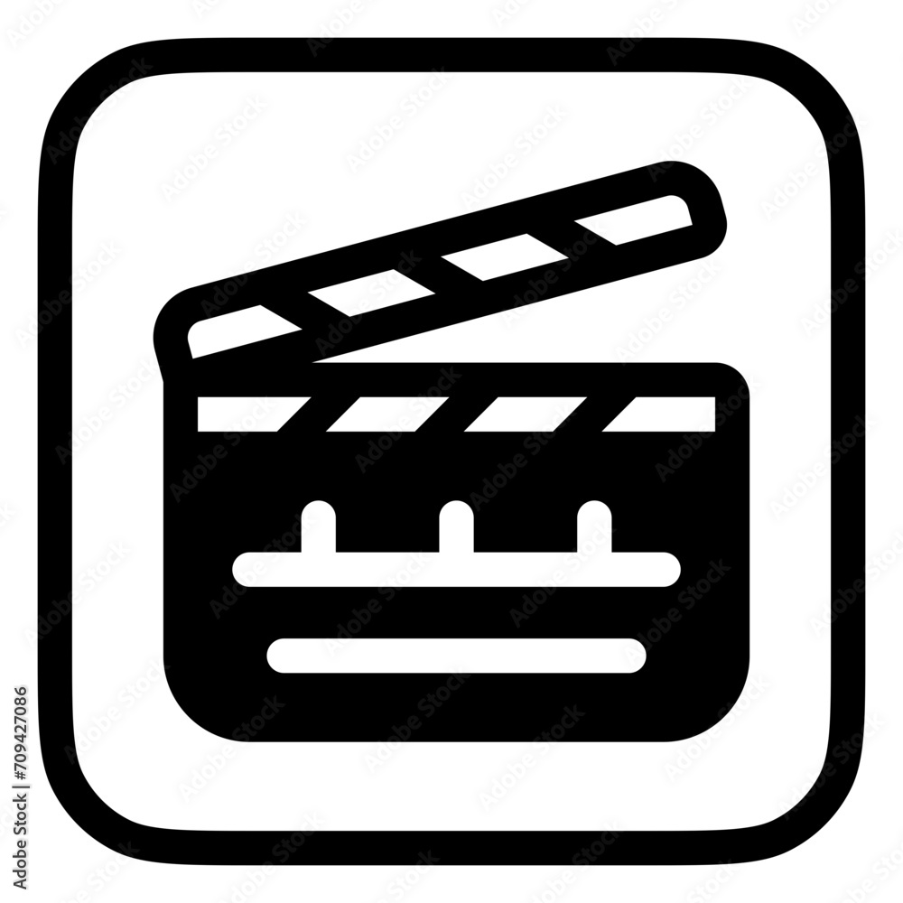 Editable clapperboard, film production, action, scene vector icon ...