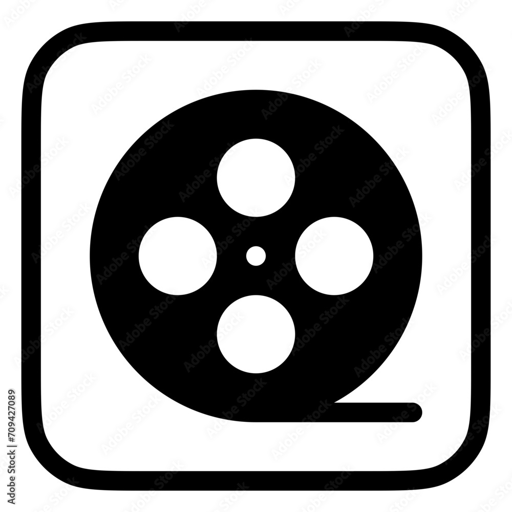 Editable film reel, movie roll vector icon. Movie, cinema ...