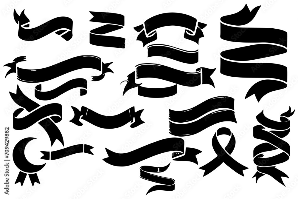 Free Ribon clipart Vector Bundle Set, Free Ribon Vector For T-shirt ...