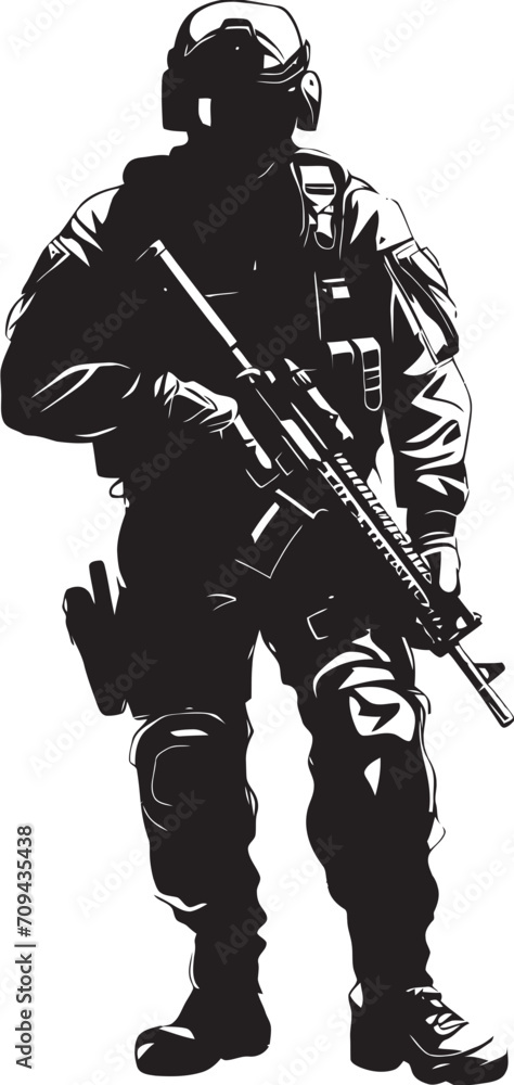 Dynamic Defense Monochromatic SWAT Police Insignia in Sleek Vector ...