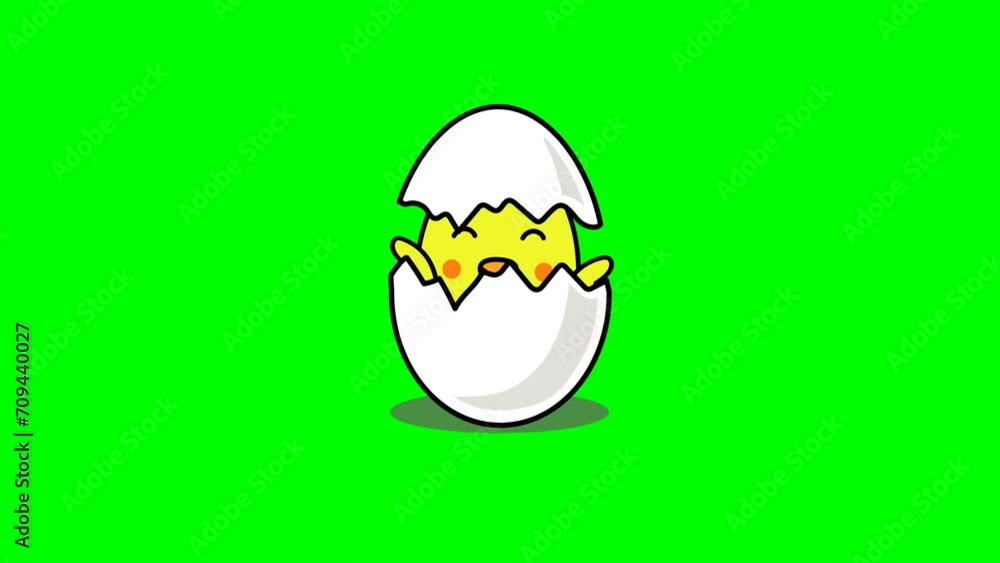 Cute Chicken Hatching From Egg 2D Animation with a green background ...
