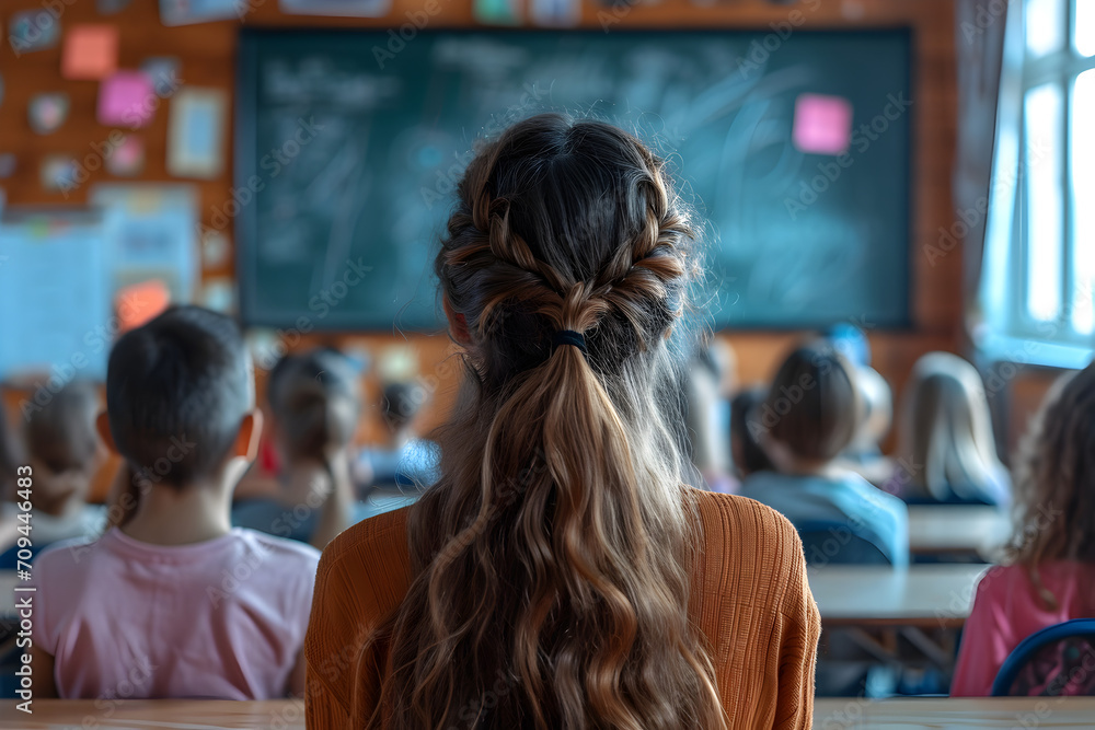 Child Watching Classmates in an Upper School Classroom Stock Photo ...