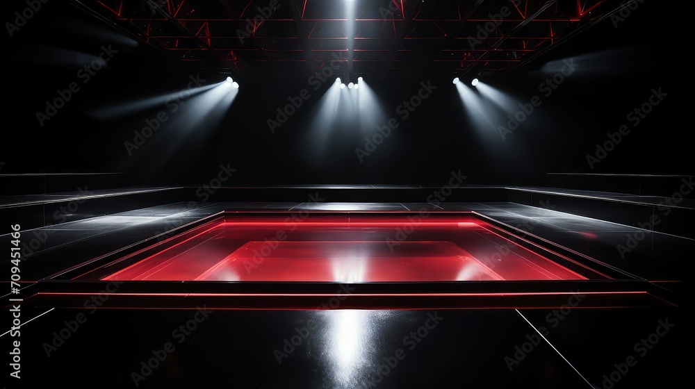 performance stage floor background illustration spotlight curtain ...