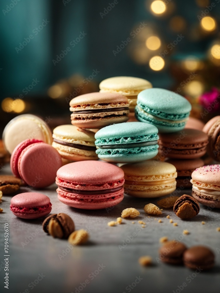 French Macarons, the most famous French sweet pastry in studio ...