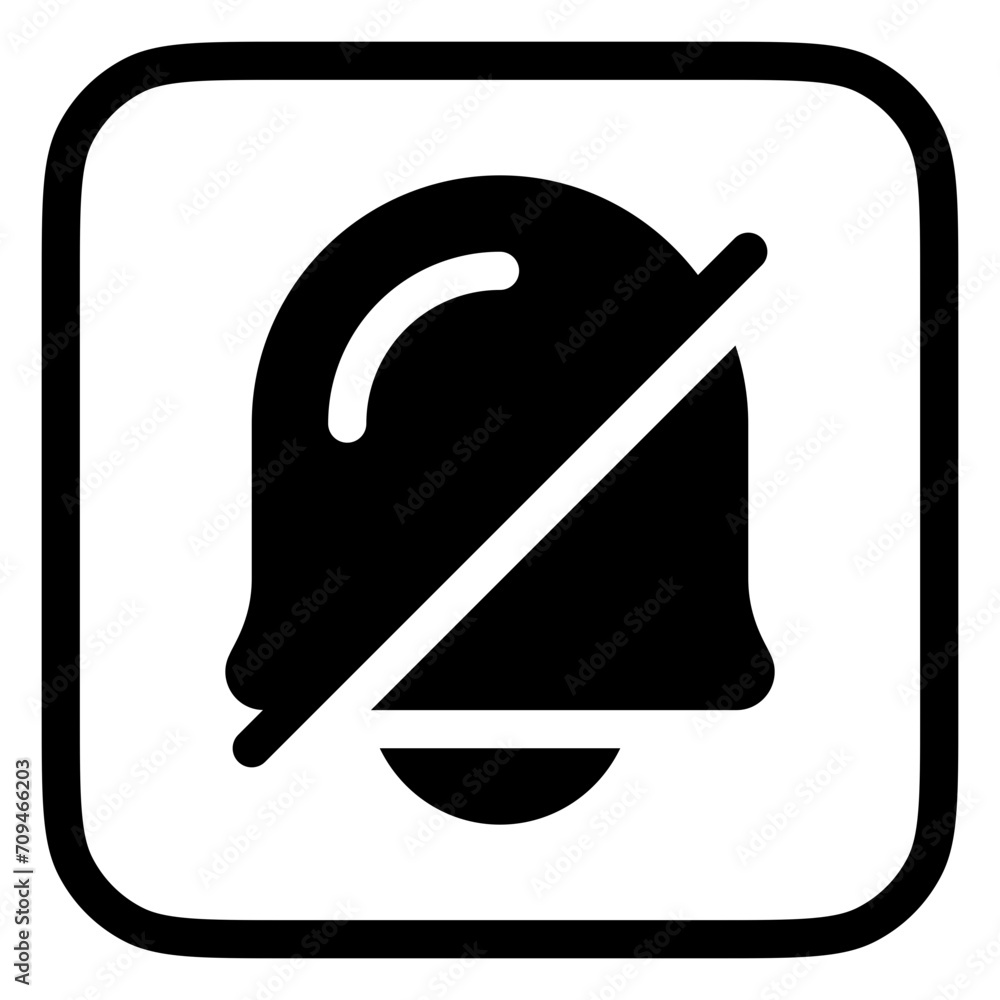Vector notification off, bell icon. Black, white background. Perfect ...