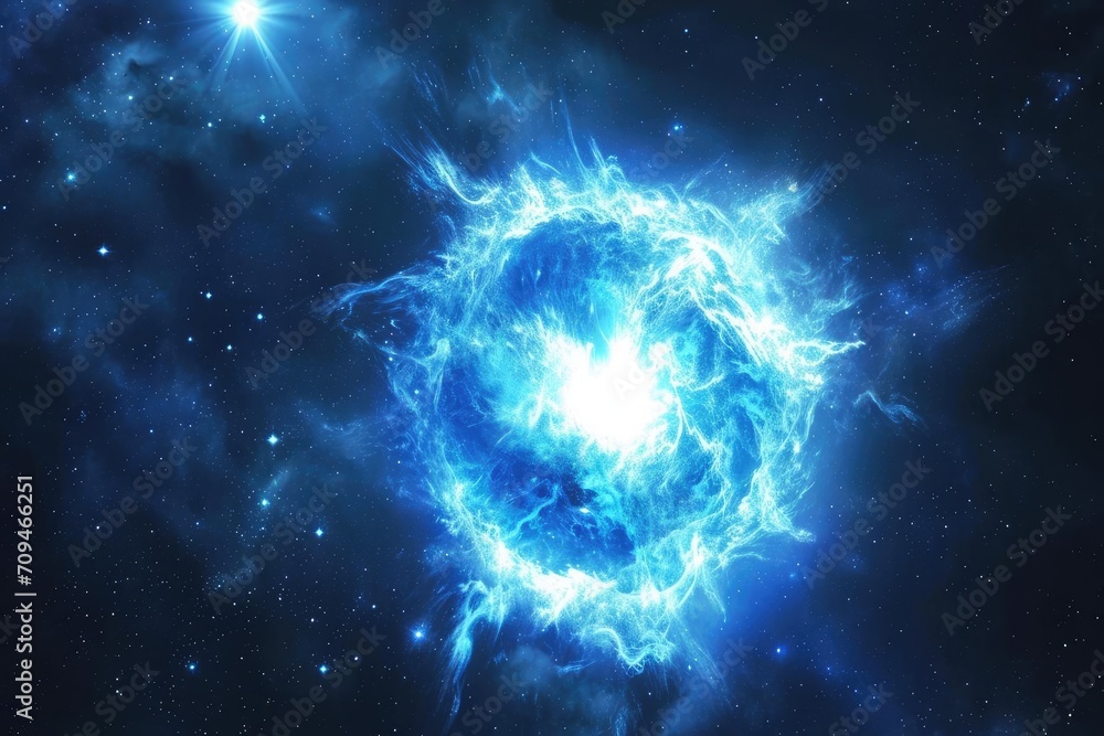 Cosmic phenomenon of a blue supergiant star nearing supernova Stock ...