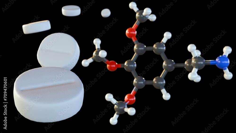3d rendering of Mescaline structure, often known as peyote, is a ...