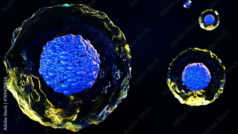 3d rendering of a group of stem cells, which are unspecialized cells ...