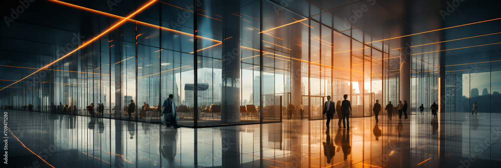 Open lobby-office space. . Modern architecture. Lots of natural light ...