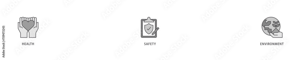 HSE icon set flow process which consists of Health Safety Environment ...