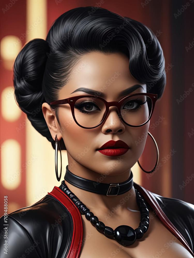 Intimidating Dominatrix - Close-up portrait of a bold, broad-shouldered ...