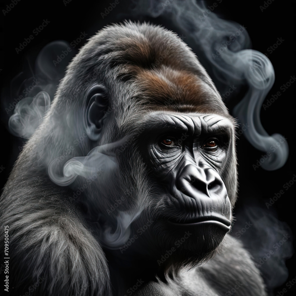 Powerful Gorilla - A dramatic portrait of a formidable gorilla in ...