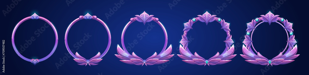 Avatar frame or menu banner for game level rank ui design. Cartoon ...