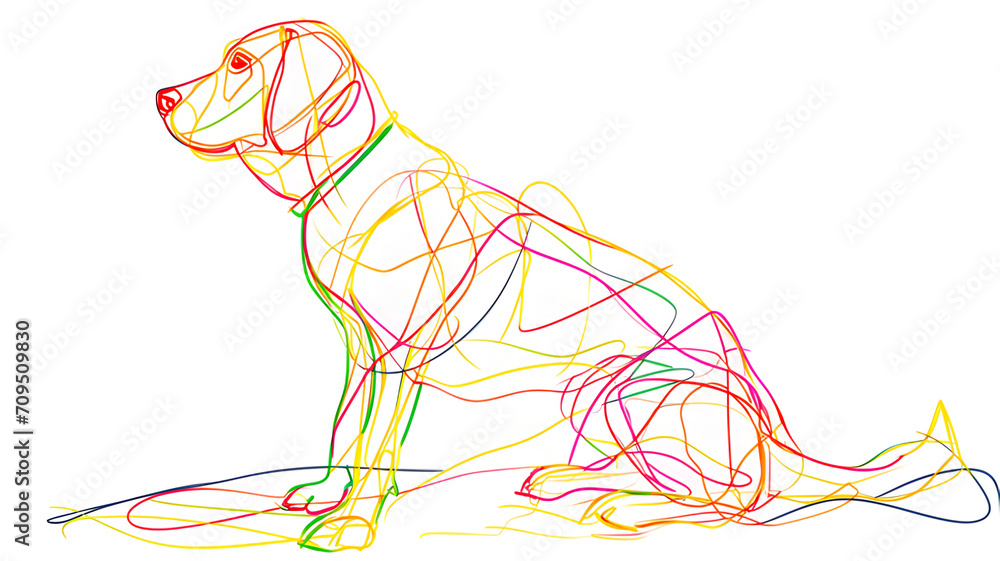 A drawing of a golden rever dog showing the full body, in one-line ...