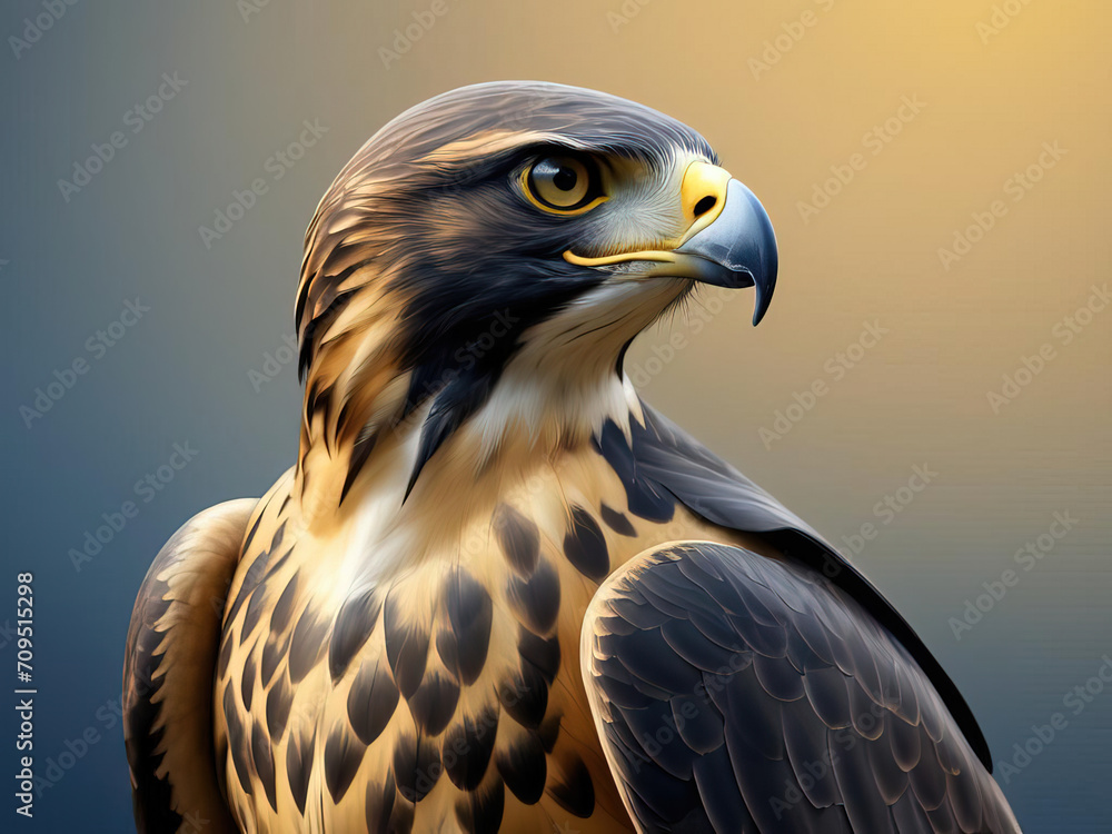 High-Quality 8K Render: Retro Airbrush Illustration of Swainson's Hawk ...