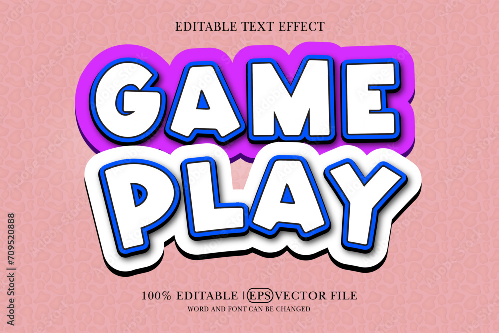 Game Play 3D Cartoon Template Style Premium Vector with Editable Text ...