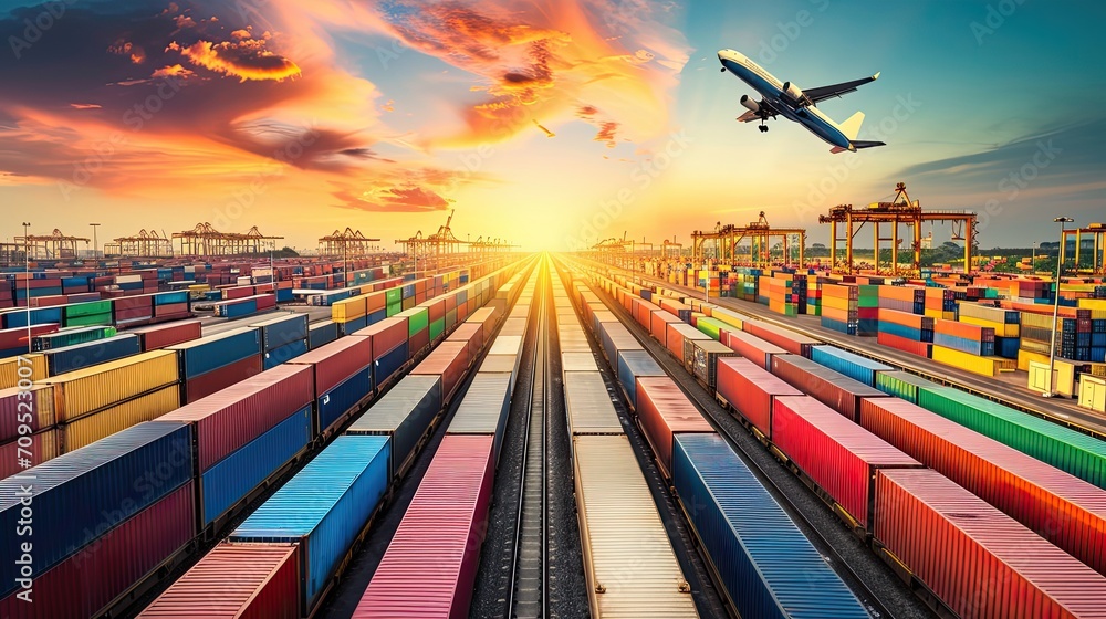 Global business of Container Cargo freight train for Business logistics ...