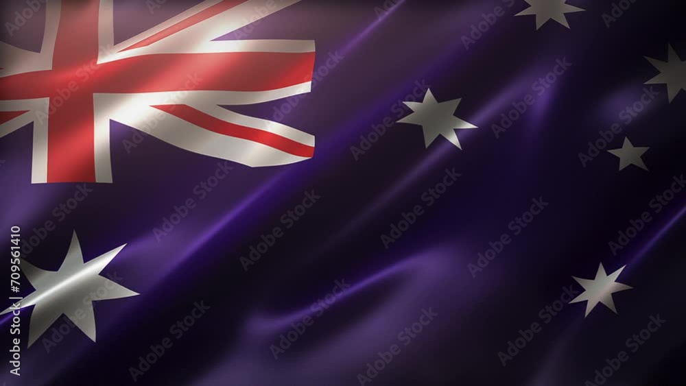 Flag of Australia, perspective view, with a cinematic look and feel and ...