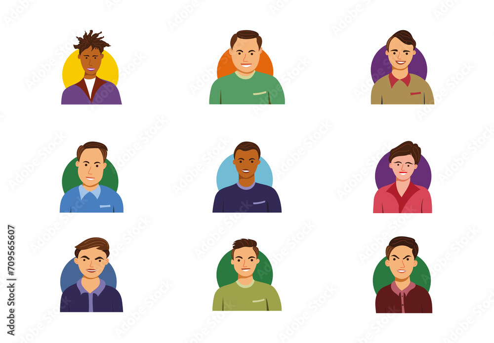 Male Avatar Vector Set Vector Illustration Stock Template | Adobe Stock