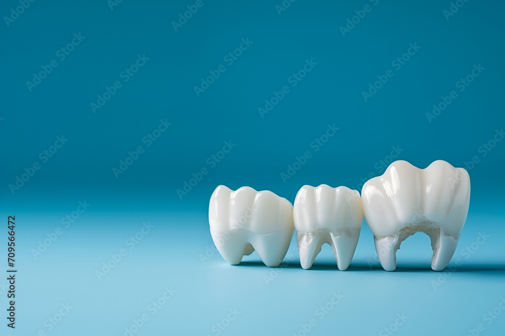 Models of teeth. tooth roots. decayed and restored teeth. stomatology ...