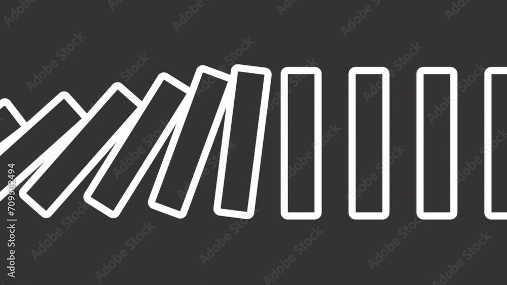 2D white simple thin line animation of endless dominoes falling icon ...
