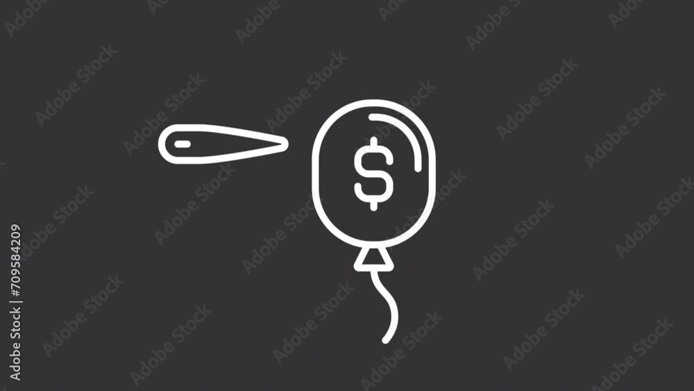2D white simple thin line animation of economic bubble icon, HD video ...