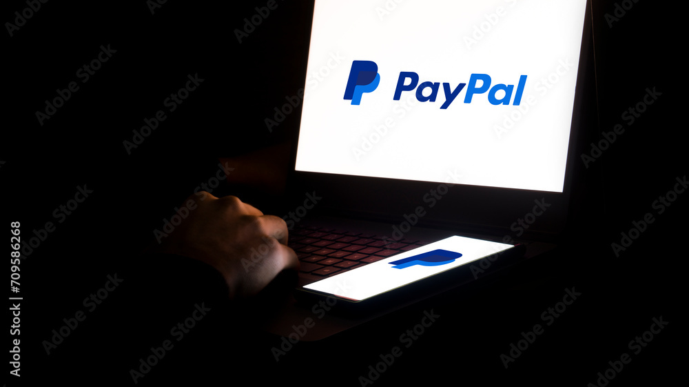 Dhaka, Bangladesh - 12 January 2024: Paypal logo on laptop. Paypal is ...