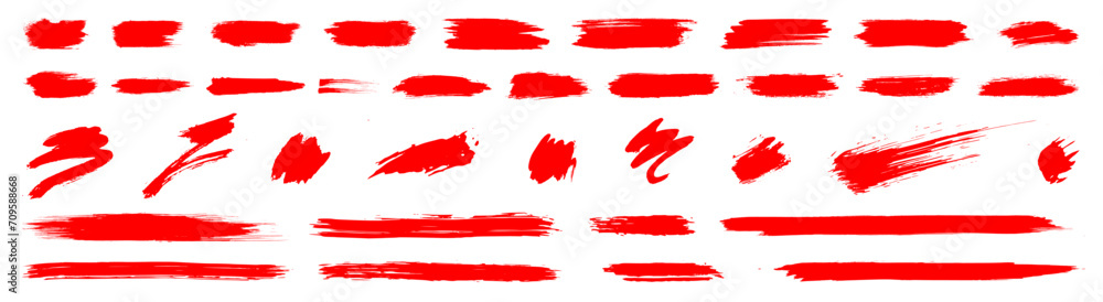 Red vector underlines, marker lines and squiggles. Hand-drawn swooshes ...