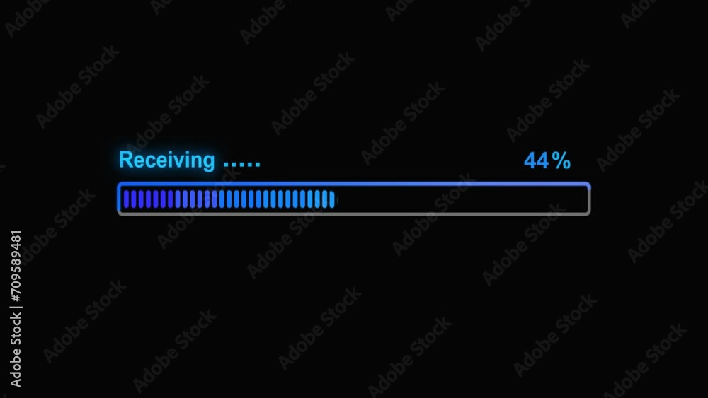 Receiving progress bar animation on black screen ,Receiving bar loading ...
