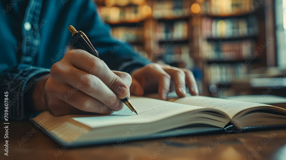 Taking note, Young Man's Hand Writing an Important Message in Notebook ...