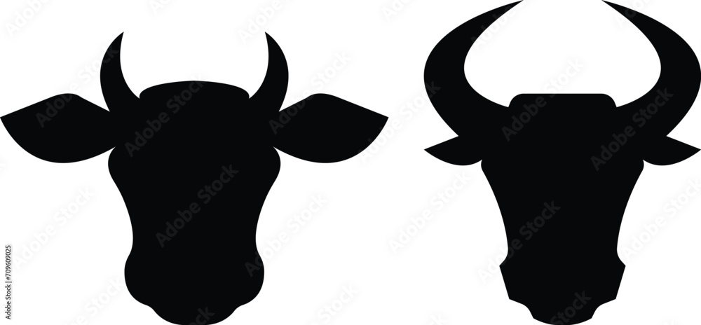 Bull and cow icon, The best of Cow Silhouette icon, Bull Skull Icon ...