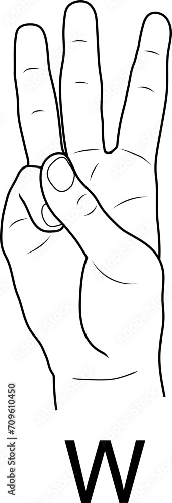 W letters ASL American Sign letters Language Alphabet SVG Alphabet for ...