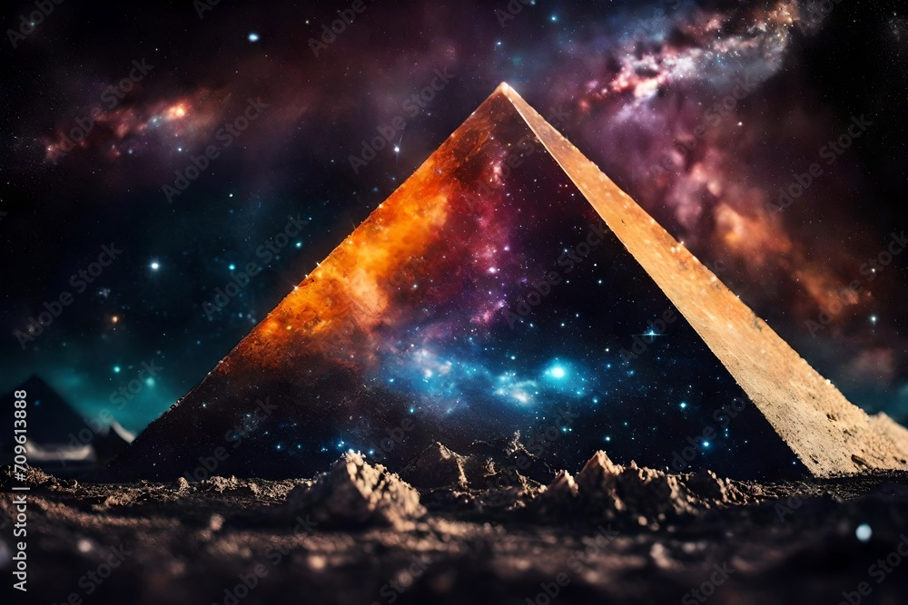 surreal galactic glowing pyramid , outerspace pyramid and purple ...