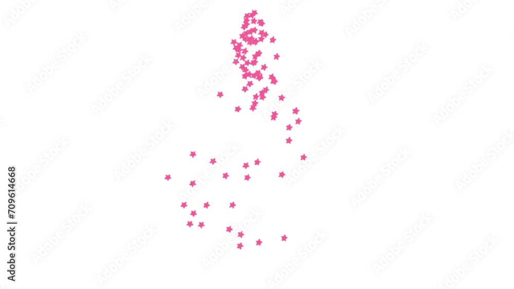 pink stars particles falling animation on white background / motion ...