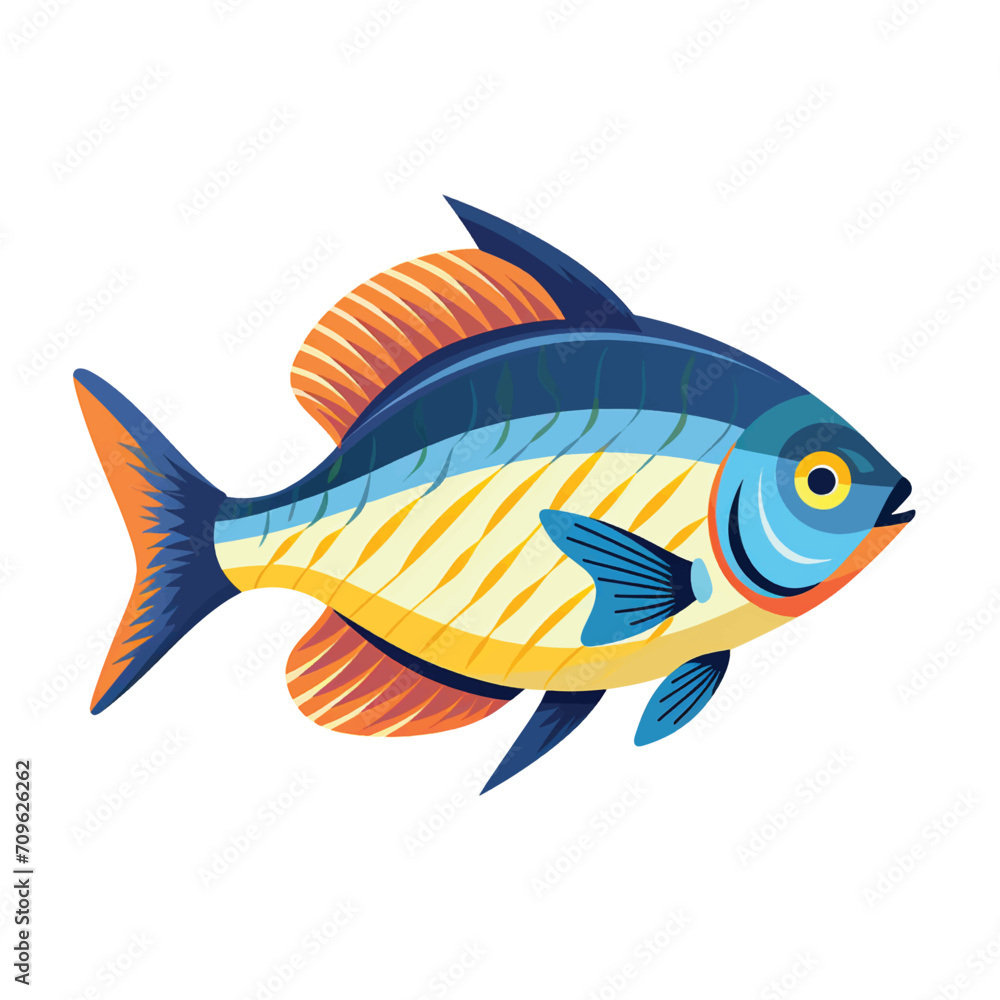Fishing boat illustration most colorful saltwater fish goldfish red ...