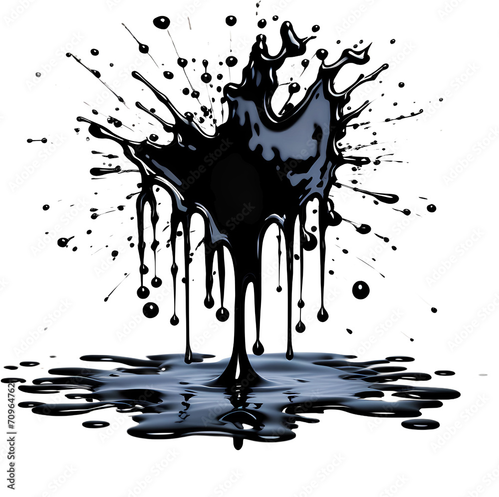 stain of black tar isloated, black paint splatter, splattering black ...