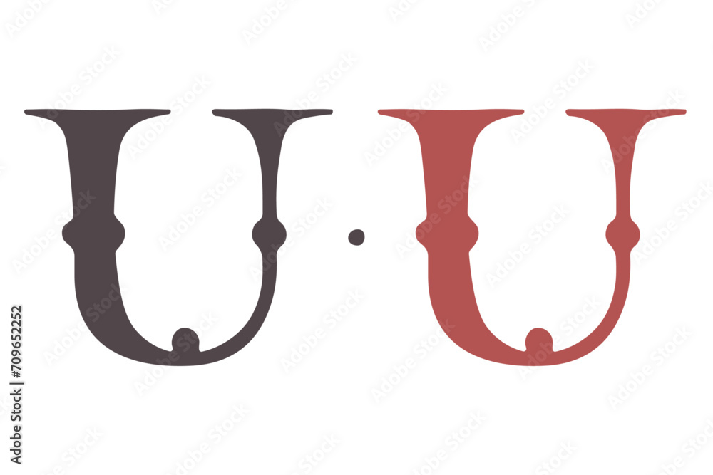 Letter U Carolingian Majuscule. Old Romanesque font from 13th century ...