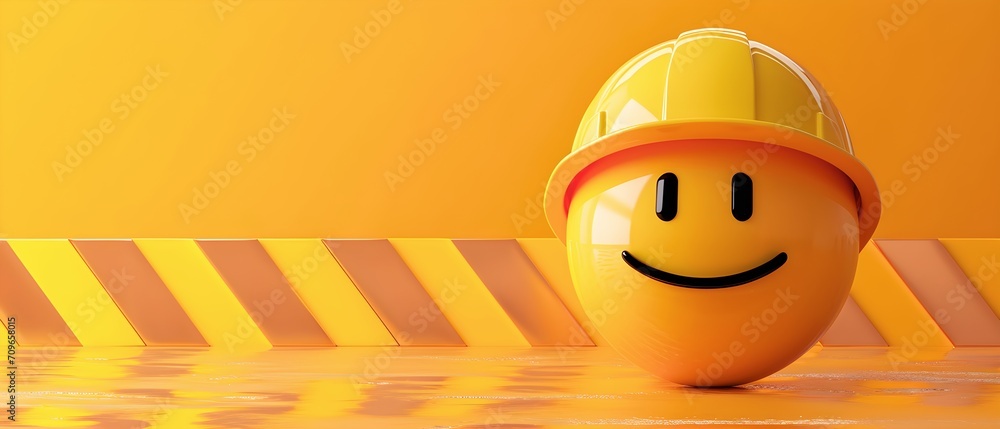 Un emoji avec un casque de chantier pour sensibiliser sur la sécurité ...