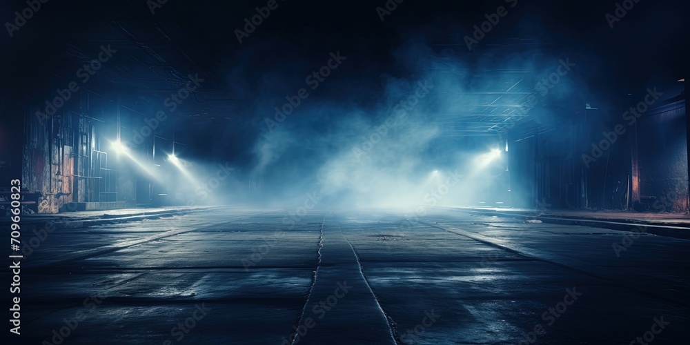 Dark street, asphalt abstract dark blue background, empty dark scene ...