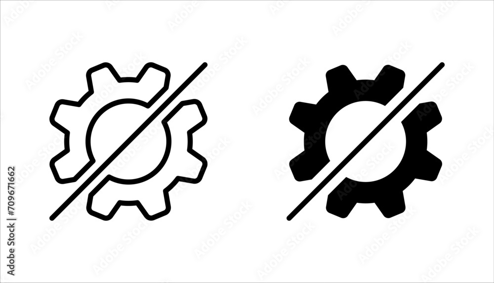 thin line failure icon set with broken operational process. concept of ...