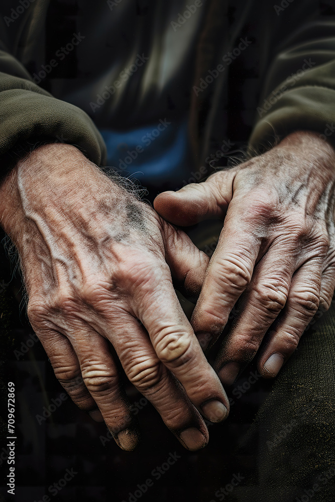 Weathered Hands Close-up Depicting Age and Experience Generative AI ...